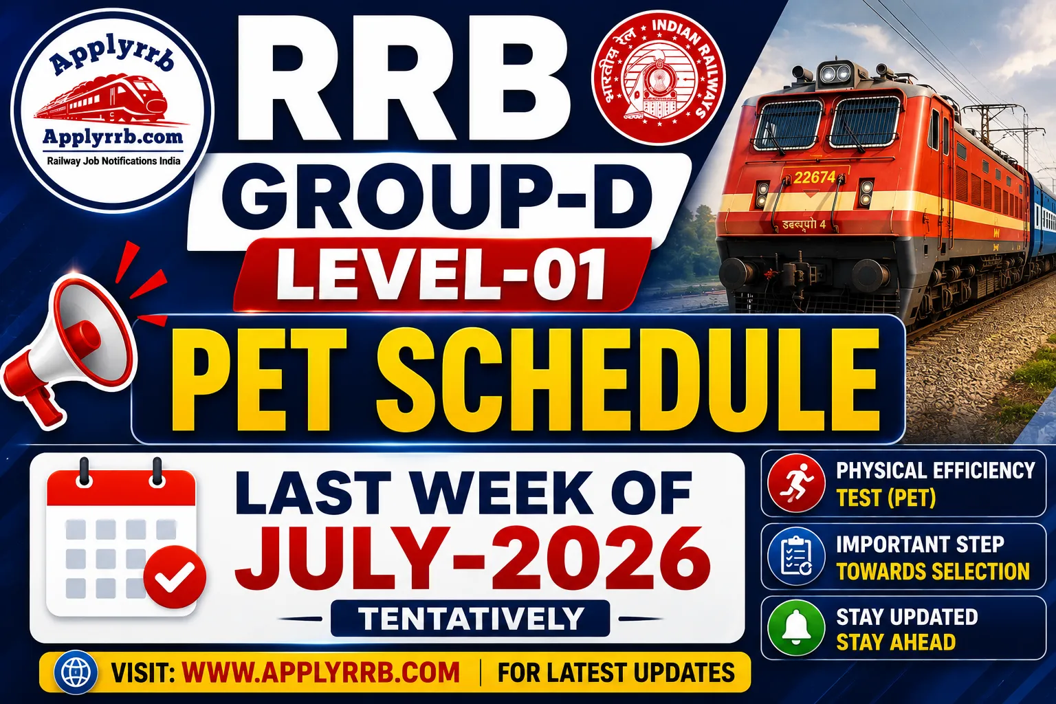 RRB Group D PET Schedule 2026 Tentative Out RRC Level 01 Dates